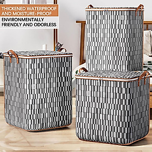 Generic Clothes Storage Bag with Lids Non-woven Zipper Storage Bag Moving Quilt Storage Basket Travel Large-capacity Clothing Storage Bag for Pillows Blankets Storage (Large)