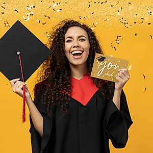 GIFTING GIGGLES Happy Graduation Card - Congratulations graduate card for College or High School - for him or her - Men or Women - Golden Sparkle card with 3D cap design