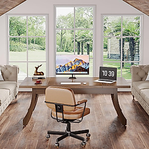 Tribesigns Home Office Executive Desk: 62 Inches Wood Computer Desk Office Table, Farmhouse Rustic Writing Study Desk with Solid Thickened Tabletop and Frame, Business Workstation, Brown
