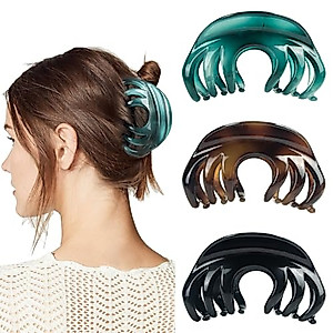 Large Hair Claw Clips With Strong Hold for Women - 4 Inch Non-Slip Octopus Clamps for Long Thick Hair (3 Pack)