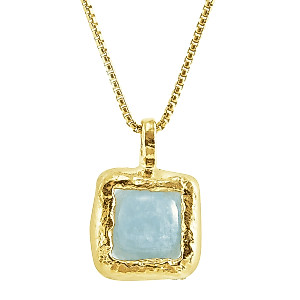 Silpada 'Mediterra' Natural Aquamarine Necklace in 14K Gold-Plated Sterling Silver, 16" + 2"