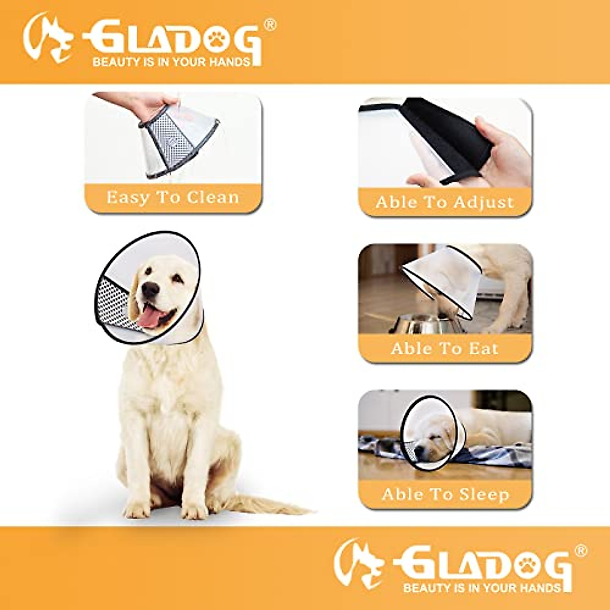 Soft Dog Cone Collar, 2 PCS (for Exact Size) Flexible Plastic Cone for Dogs After Surgery, Dog Recovery Collar, Adjustable E-Collar for Large/Medium/Small Dogs Cat, Comfy Elizabethan Collar (M)