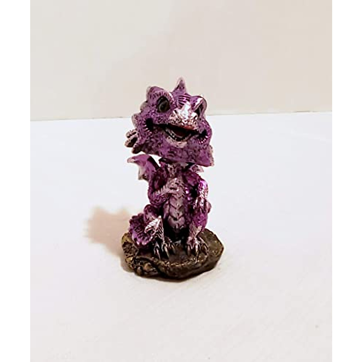 New 3.5" Violet & Silver Bobble Head Sitting Dragon Collectible Figurine Statue