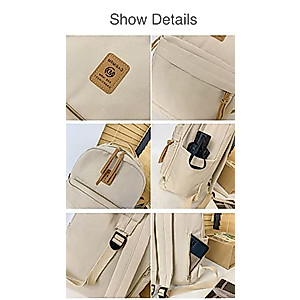 Minimalist Aesthetic Backpack Solid Preppy Backpack Light Academia Aesthetic Backpack Back to School Backpack Supplies (White)