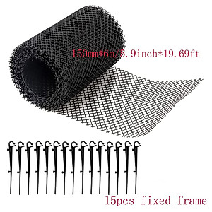 DEYROS Gutter Guard Mesh, 15cm X 6m Gutter Guards Leaf Protectors, Mesh Gutter Safeguard with 15 Fixing Hooks, Blocking Garbage Leaf Prevention Gutter Mesh for Leaves, Twigs and Branches