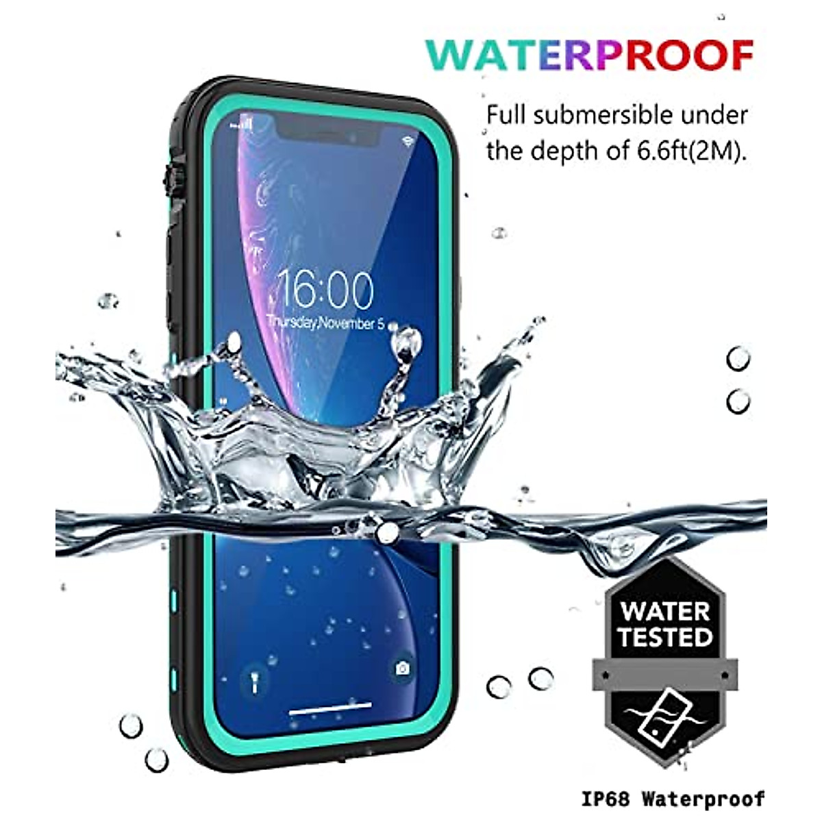 Diverbox for iPhone Xr Case Waterproof,Shockproof Dustproof IP68 Full-Body Sturdy with Kickstand Case Built-in Screen Protector,Underwater Full Sealed Cover Protective for iPhone Xr (Teal)