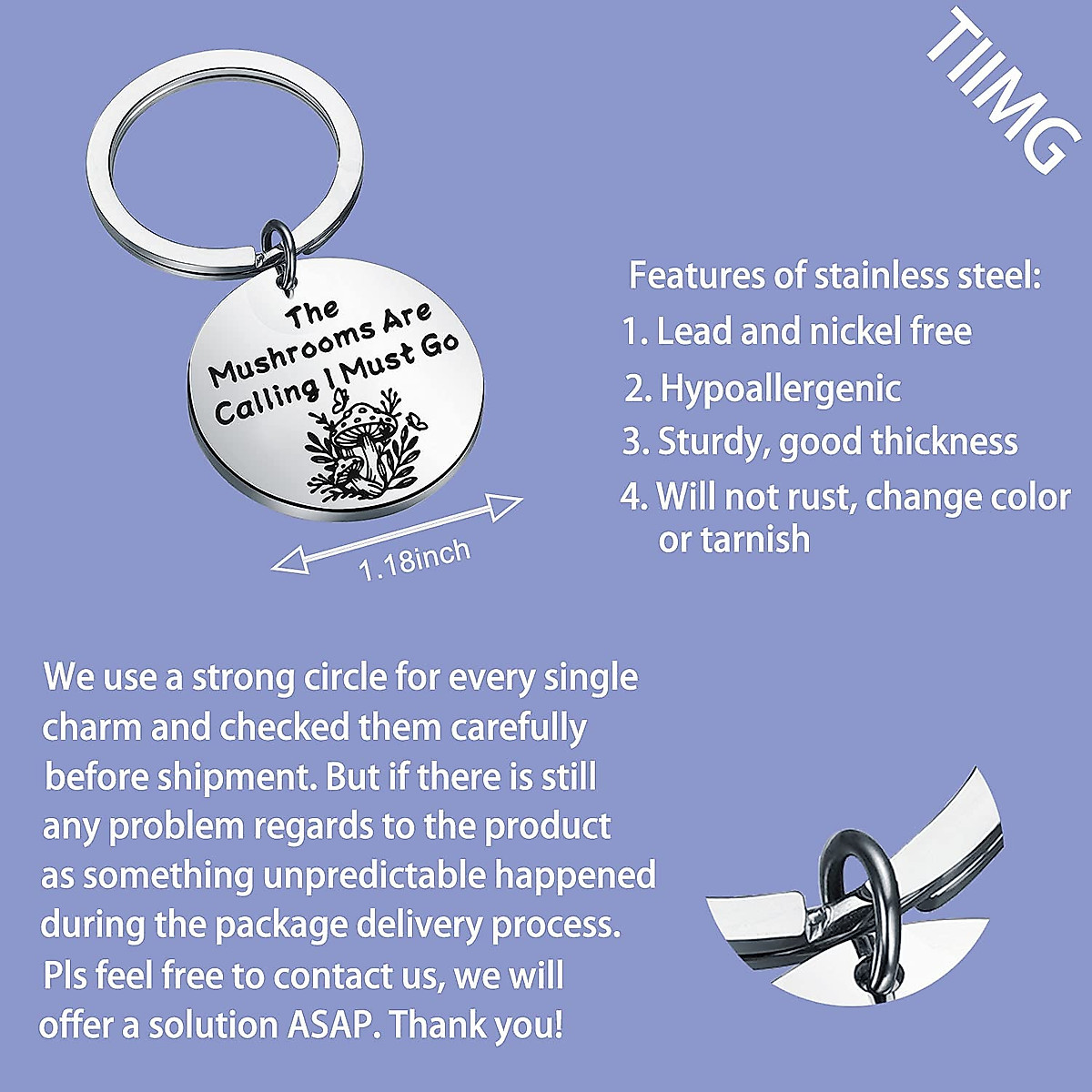 TIIMG Mushroom Keychain Gift Mycology Gift Mushroom Foraging Gift Gift for Mushroom Lovers (The Mushrooms Are Calling)