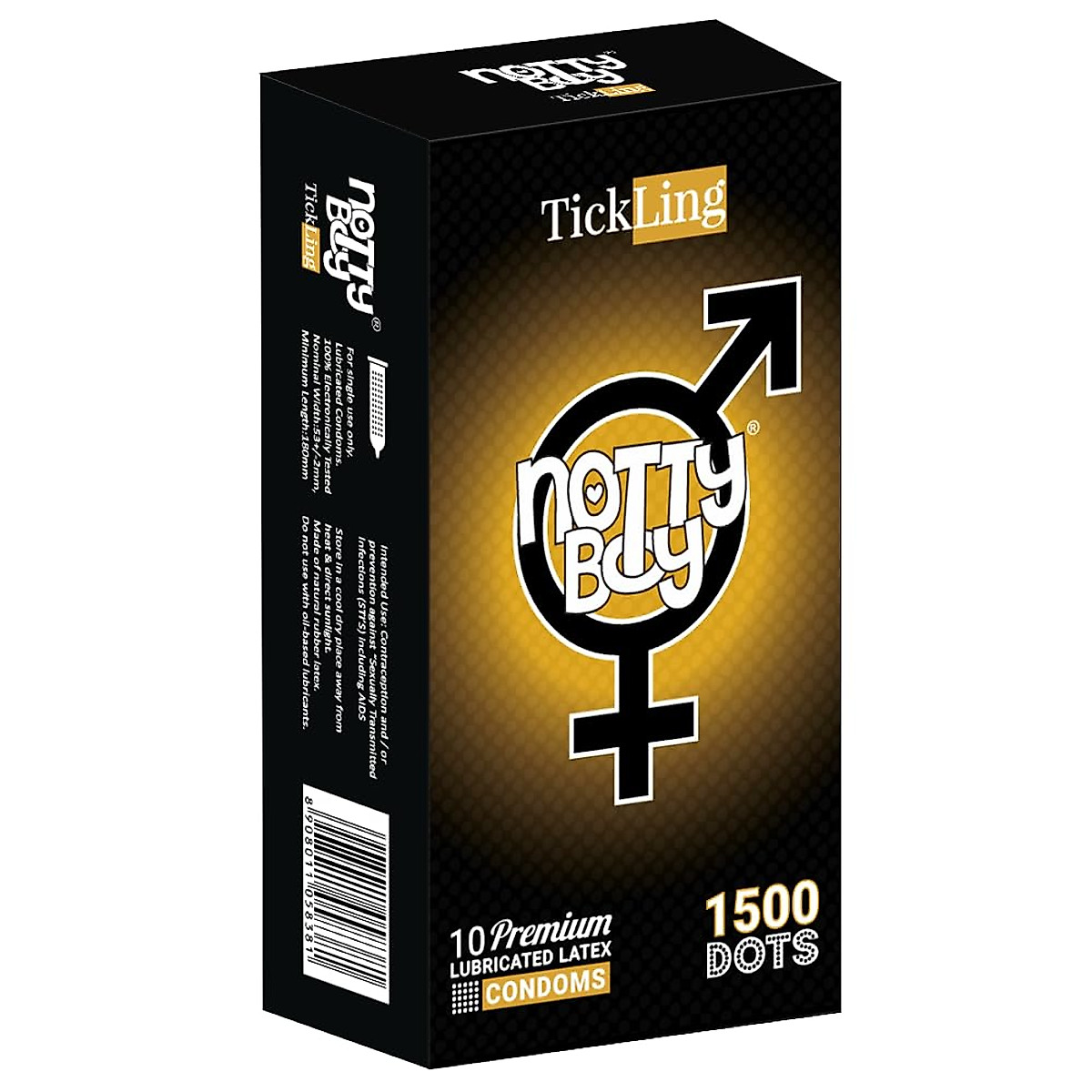 NottyBoy Super 1500 Dots Condoms for Men - 10 Count | Extra Dotted | Stimulation-Boosting | Textured | Studded | Dot-Patterned | Nubbed for More Sensations