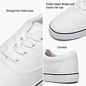 yageyan Mens Low Top Canvas Shoes Lace-up Fashion Canvas Sneakers Casual Shoes for Men Black and White(White,8.5)