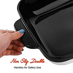 DEAYOU Casserole Baking Dish, 3-Pack Bakeware Set, Ceramic Lasagna Pan, Rectangular Stoneware Baking Pan Set for Oven, Cooking, Cake Dinner, Daily Use, Black and White