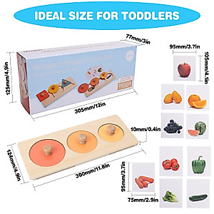 Twefex Baby Puzzles 12-18 Months - Montessori Multiple Shapes Knob Wooden Puzzles for Toddlers 1-3 - Peekaboo Photo Puzzle with Baby Mirror & 10 Real-Life Cards