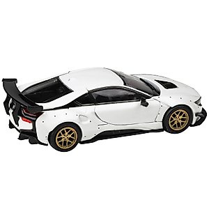 Paragon BMW i8 Liberty Walk White with Gold Wheels 1/64 Diecast Model Car Models