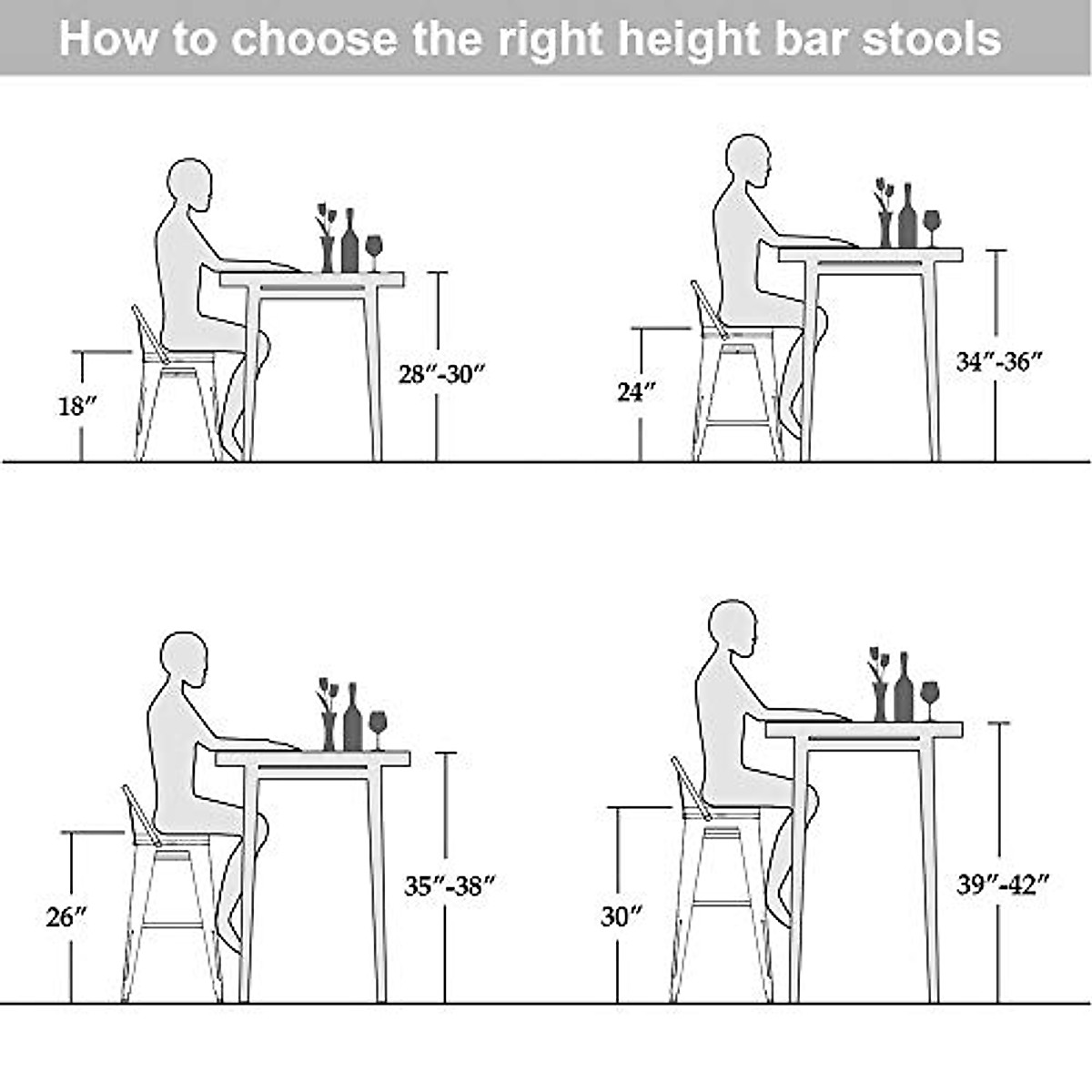 Changjie Furniture Swivel Metal Bar Stools Kitchen Counter Height Stools Industrial Barstools Set of 4 (Swivel 26 inch,Matte Black Wooden)