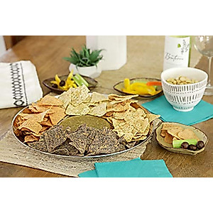 Chip and Dip Serving Bowl, Elegant Serving Dish - Great for Chips, Dips, Appetizer, Fruit Bowl, Salad and Snack – Stainless Steel Chips and Dip Plate