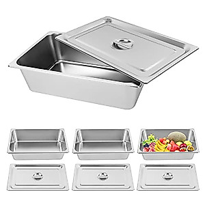 LOYALHEARTDY 4 Pack Hotel Pans 4" Deep Steam Table Pan Full Size with Lid 20" L x 12" W Stainless Steel Hotel Pan for Food Warmer Cooking Heat (4 Pack Table Pan)