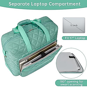 ETRONIK Weekender Bag for Women with 17 inch Laptop Compartment, 44L Travel Duffle Bag with Shoe Compartment & Wet Pocket, Carry on Overnight Bag with Toiletry Bag for Travel, Hospital, Sports, Green
