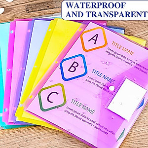 12 Pack Poly Binder Pocket, Side Loading,Letter Size, Pocket Folders Poly Envelopes Clear Document Folders for 3 Ring Binder with Label Pocket & Snap Button