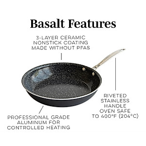 Nordic Ware Basalt Aluminum Saute Skillet, 10-Inch, Ceramic Coating