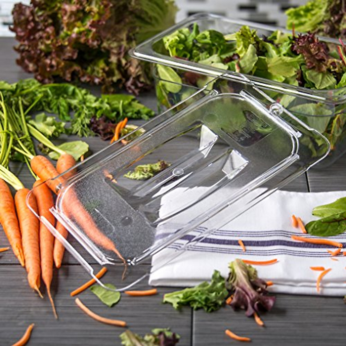 Carlisle FoodService Products 10290U07 StorPlus Quarter Size Polycarbonate Universal Handled Food Pan Lid, Clear