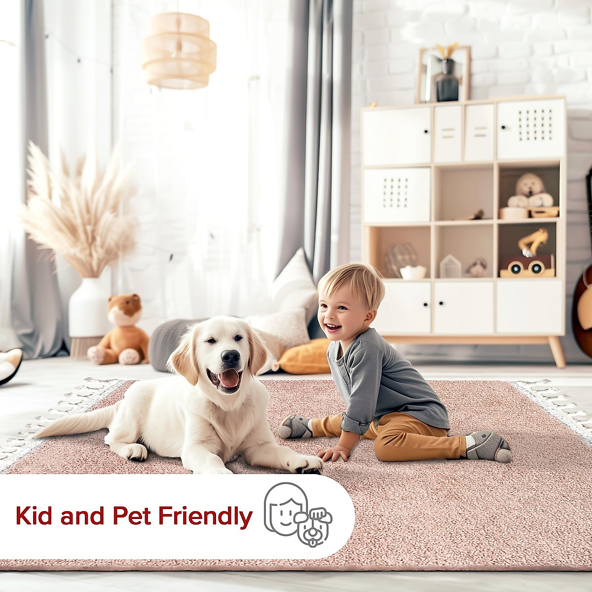 nuLOOM Neva Modern Tasseled Shag Area Rug, 7x9, Pink