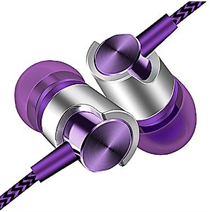Morecon Universal Wired Earbuds/Earphones with Mic, in-Ear Noise-Canceling Design, Superb Bass Stereo Sound Effect, Comfortable Ergonomic Design for 3.5mm Audio Port Cell Phones, Computers (Purple)