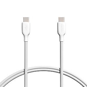 Amazon Basics USB-C to USB-C 2.0 Fast Charging Cable, 480Mbps Transfer Speed, USB-IF Certified, 10 Foot, White