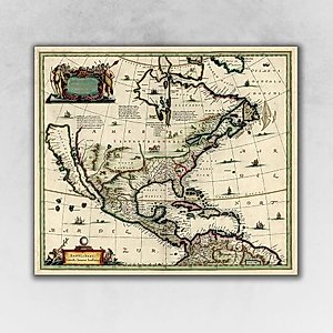 HomeRoots 16" X 20" Vintage 1652 Map Of Early North America Wall Art