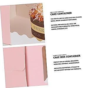 Baluue 12pcs Packaging Boxes Packing Box Clear Cake Stand Pink Containers Mini Cake Boxes Transparent Cake Box Cake Packing Box Disposable Cupcake Containers White Card Pink Dessert Box