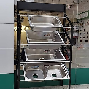 GRRICEPL Washing Hand Basin Display Rack, Kitchen Sink Commercial Shelves, Adjustable Width Universal Wheel Storage Rack，360° Swivel with Universal Wheels