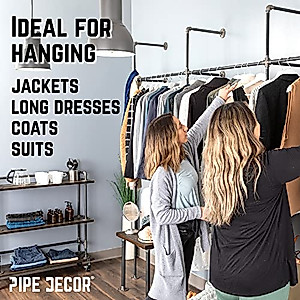 PIPE DECOR Wall and Floor Mounted Modular Clothing Rack, 115 in. W x 87.5 in. H, Black Steel Pipe, Fittings and Flanges, Industrial Design and Look for Home, Retail or Commercial Use