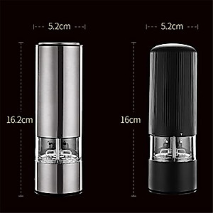 BaRdzo Electric Automatic Mill Pepper and Salt Grinder LED Light Peper Spice Grinders Seasoning Grinding Mill Kitchen Cooking Tools (Color : D, Size : 2pcs)