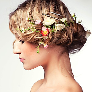 TecUnite 16 Pcs Rhinestone Bobby Pins Bling Decorative Hair Pins Metal Diamond Clear Crystal Fancy Hair Clips Barrette Accessories for Women Bridal Wedding Party Daily, 2.36 Inch(Silver, Rose Gold)