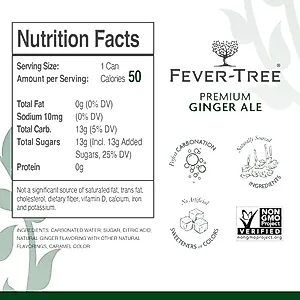 Fever Tree Ginger Ale - Premium Quality Mixer - Refreshing Beverage for Cocktails & Mocktails. Naturally Sourced Ingredients, No Artificial Sweeteners or Colors - 150 ML Cans - Pack of 24