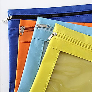 Zippered Pen Pencil Binder Pouch 3 Rings with Clear Window for School Classroom Organizers 8 Pcs (Yellow)