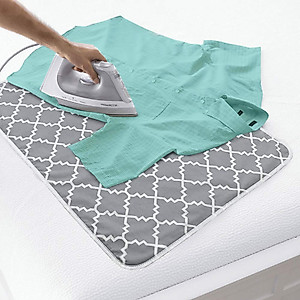 Neccom Ironing Mat with Silicone Pad Heat Resistant Ironing Blanket, Thick Portable Travel Ironing Pad for Table Top, Washer and Dryer, Cotton Ironing Padding Pack in Drawstring Bag 28"x21.6"
