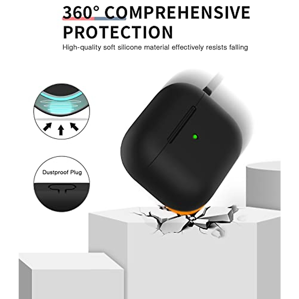 BRG for Airpods 3 Case Cover, Soft Silicone Protective Case Skin with Keychain for Apple Airpods 3 Case 2021[Front LED Visible]