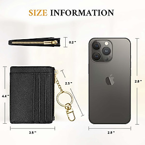 Sodsay Card Case Slim Front Pocket Wallet for Women Credit Card Holder with Keychain(CH Black)