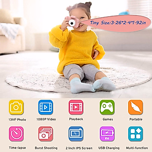 Kids Camera,Christmas Birthday Gifts for Boys and Girls Aged 3-8, Toddler Camera for Kids,Portable Toy Gifts for 3 4 5 6 7 8 Year Old, Rechargeable Kids Cameras Digital with 32GB Card