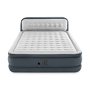 Intex Dura-Beam Deluxe 18 Inch Queen-Sized Air Mattress Comforting Bed with Built-in Electric Pump and Ultra Plush Supportive Headboard