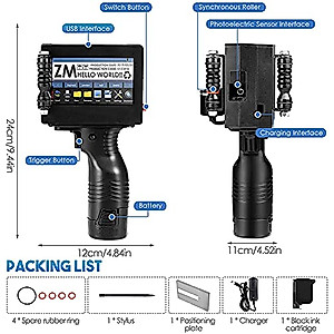 Handheld Inkjet Printer with 4.3 Inch HD Touch Screen, Portable Inkjet Printer with Quick-Drying Ink Cartridge, Handheld Printer for Label/Production Date/Barcode/QR Code(Support 100 Languages)