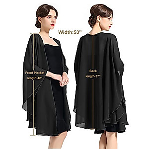 BEAUTELICATE Chiffon Shawl Bridal Wedding Wrap Long Evening Scarves Scarf Black