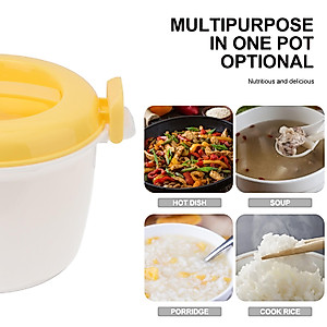 HEMOTON Microwave Rice Cooker Food Container: 2L Pasta Cooker Maker Oven Rice Cooker Steamer Microwave Cookware for Rice Chicken Pasta