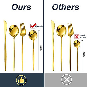 24-Piece Gold Silverware Set Gold Utensils Set for 6, Gold Spoons and Forks Set, Stainless Steel Gold Cutlery Set Home Kitchen Restaurant Hotel Wedding Flatware Set, Dishwasher Safe (Mirror Polished)