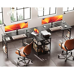 ODK Small L Shaped Computer Desk, 48 Inch Corner Desk with Reversible Storage Shelves & Iron Hook, Modern Simple Writing Study Table, Black