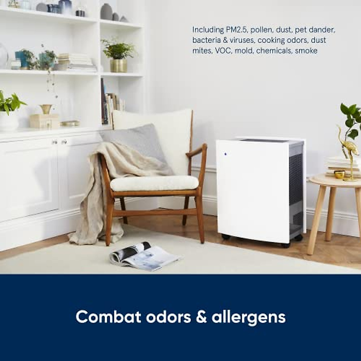 BLUEAIR Air Purifier for Allergy Hay Fever Reduction in Large Rooms, HEPASilent Technology with WIFI features ALEXA Compatible, Removes 99.97% Pet Dander Pollen Mold Dust Viruses, Classic 605, White