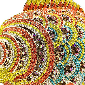Boutique De FGG Super Mini Women Fish Evening Bags Crystal Clutch Purse Wedding Party Rhinestone Handbags (Orange&Yellow#15)