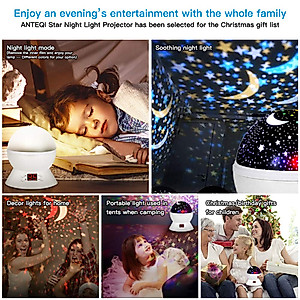 ANTEQI Star Night Lights Projector for Kids Star Glob Projection Nightlight with 17 Projection Modes and Timer for Baby Bedroom Ceiling Decor
