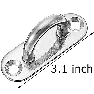 4 Pcs 3.1 Inch 304 Stainless Steel Ceiling Hooks Pad Eyes Plate Marine Hardware Hooks with Screws
