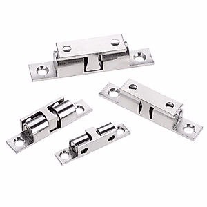 DDXPT 1Pc Silver 42/50/60/70mm Brass Touch Beads Lock Door Spring Clip Cabinet Door Catches Double Ball Catch Home Cupboard Door Latch (Size : L)