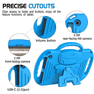 AVAWO Kids Case for Fire HD 10 & Fire HD 10 Plus Latest Model Tablet (13th/11th Generation 2023/2021 Release), with Shoulder Strap, Lightweight Shockproof Handle, Blue